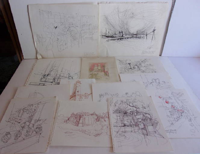13 Original Pen & Ink/mixed Media Drawings