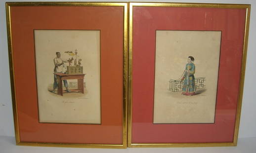 Antique 19th C Victorian Hand Colored Lithographs