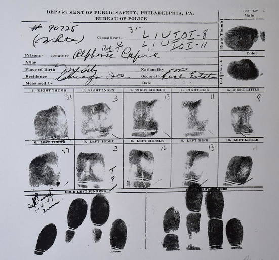 Al Capone Fingerprint Chart.screenprint Framed