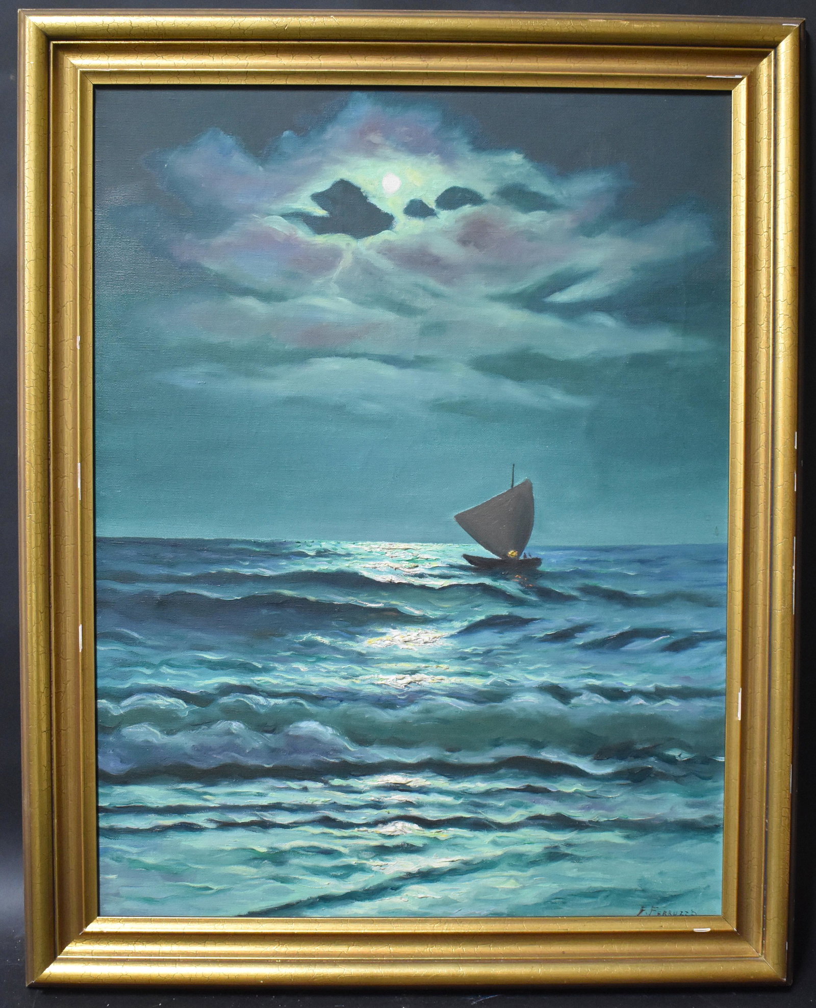 "Sailing the Moody Sea" Sgd. F. Ferruzza. Oil - Apr 25, 2020 | Mid ...