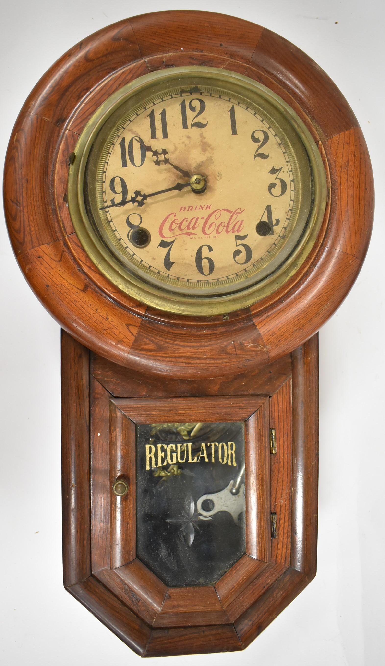 Antique Oak Coca Cola Regulator Clock