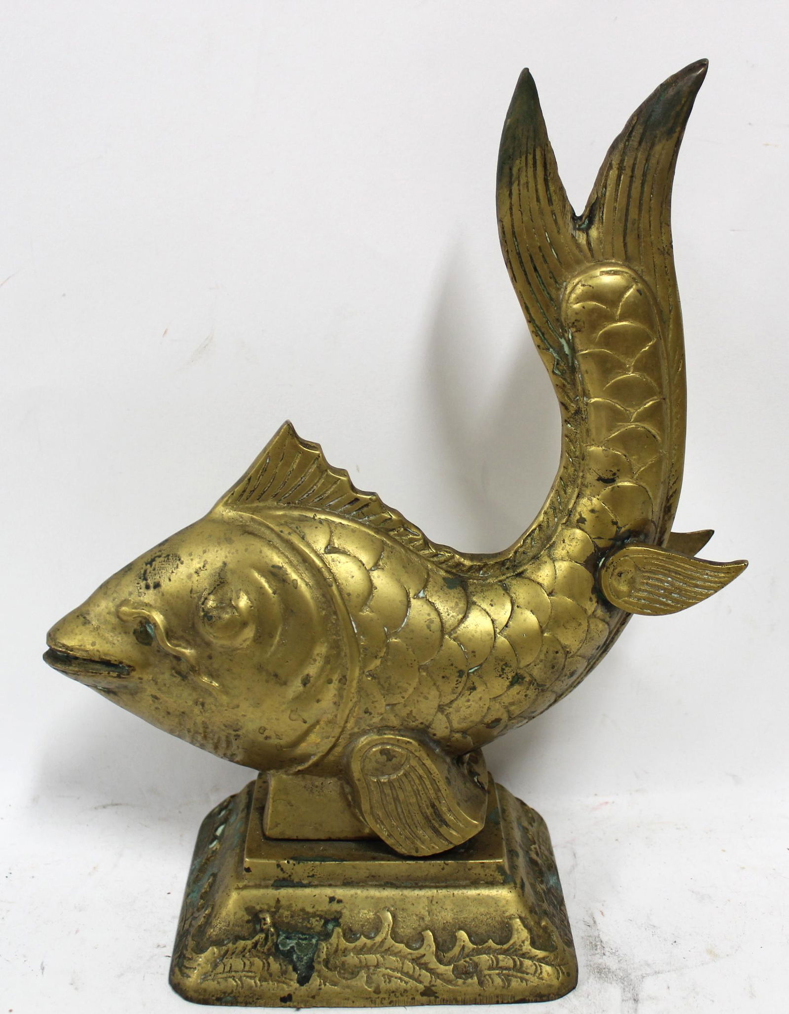 Vintage Brass Koi Fish Statue