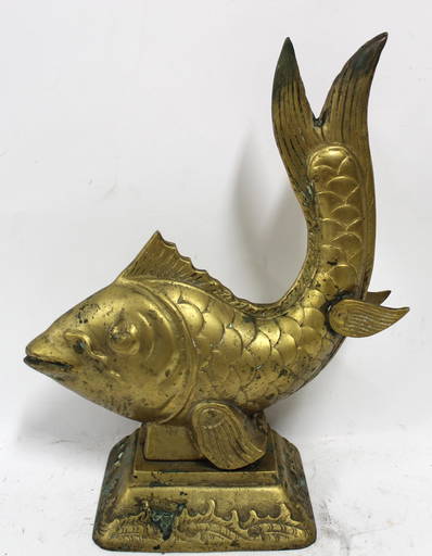 Vintage Brass Koi Fish Statue