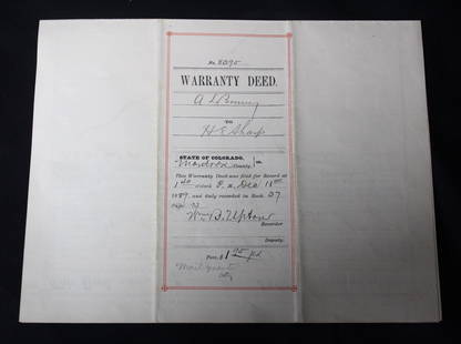 1889 Benjamin Harrison Signed Land Deed