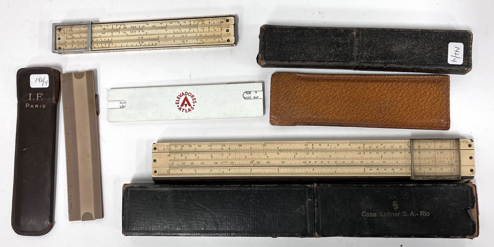 Antique Slide Rules (4) In Cases