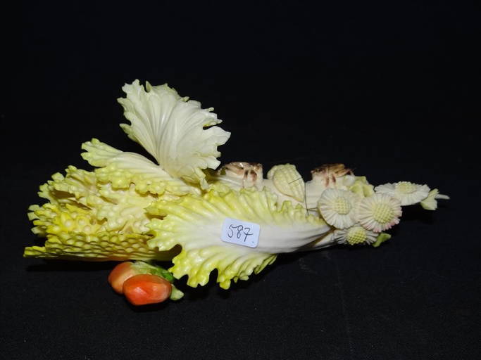 Chinese Carved Cabbage Grouping With Insects