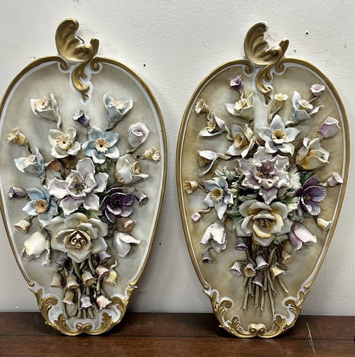 Pr. Antique Capo Di Monte Wall Plaques