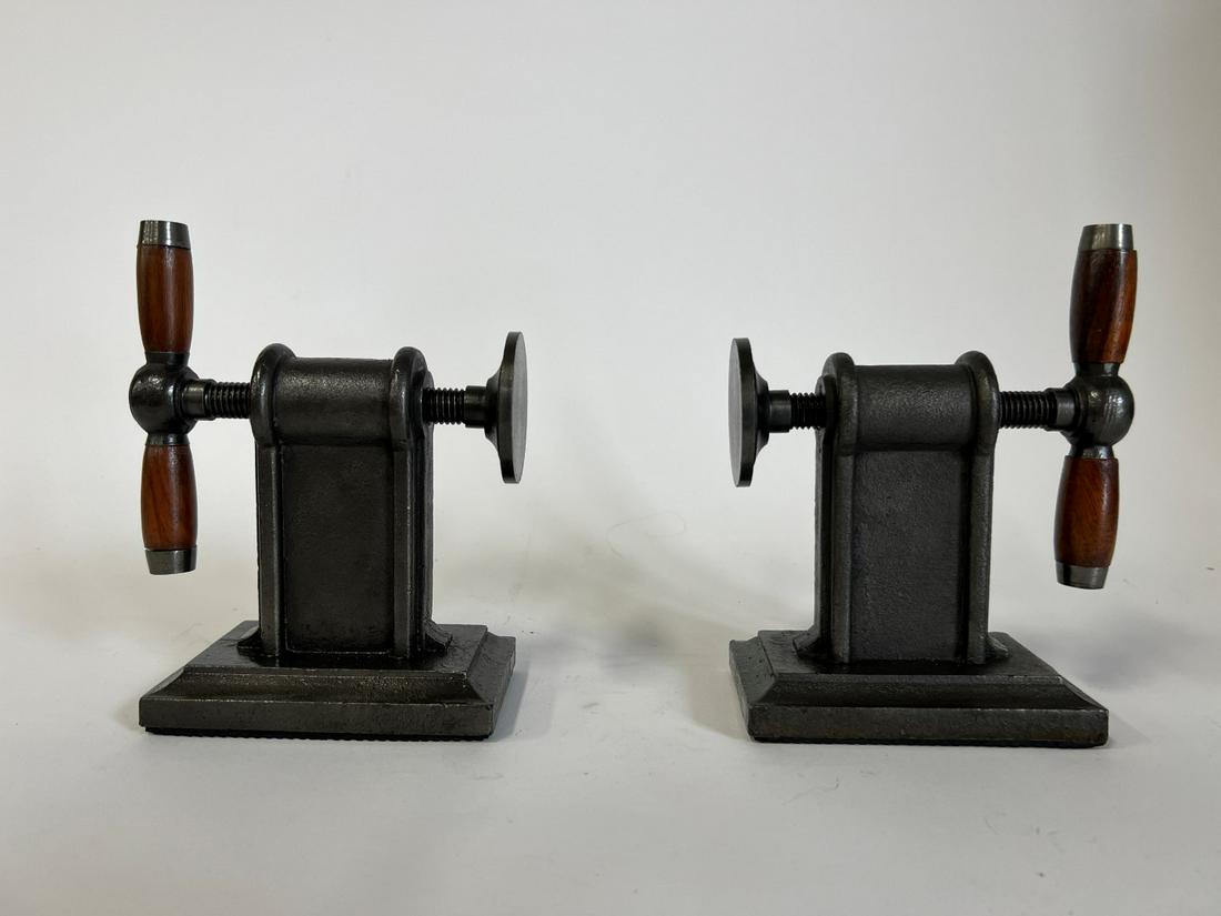 Steampunk Style Screw Vise Bookends Auction