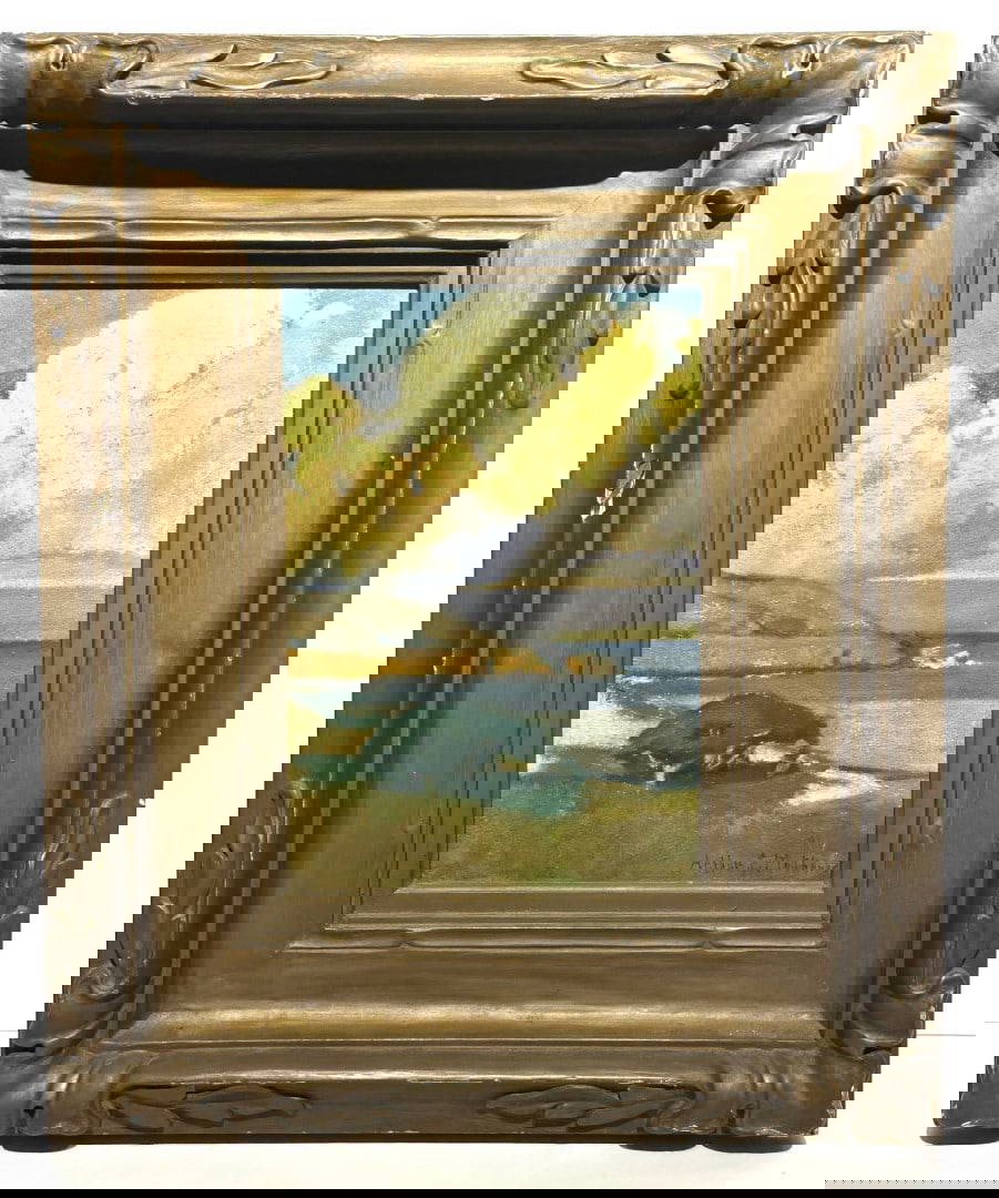 Arthur F. Mathews; American Oil California Coast Signed Auction