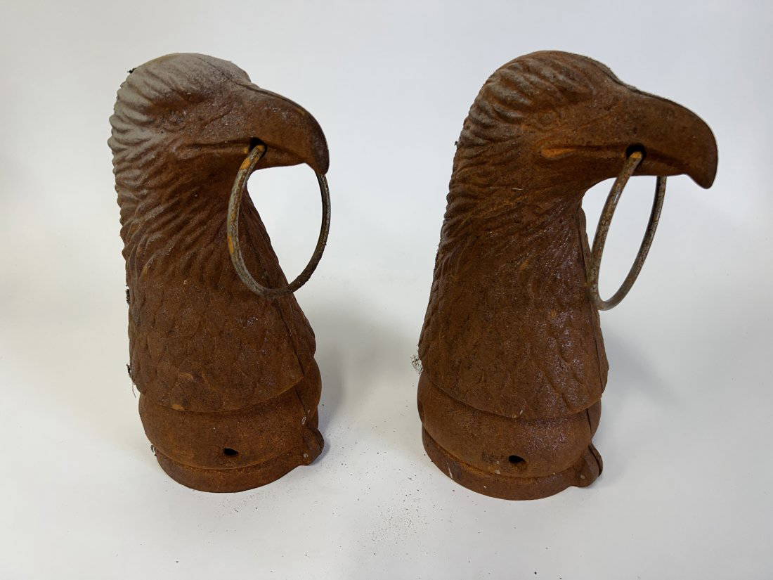 Pr. Cast Iron Eagle Head Hitching Posts (2) Auction