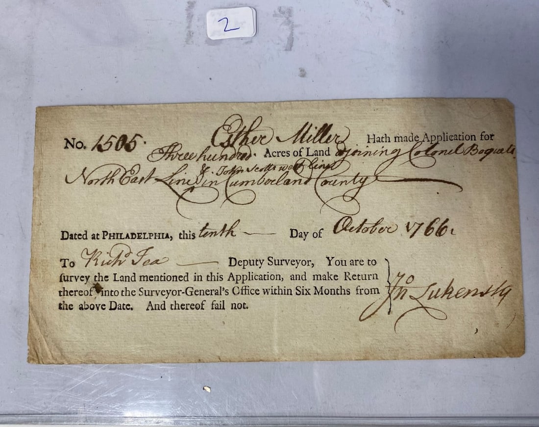 1766 Document Philadelphia Auction
