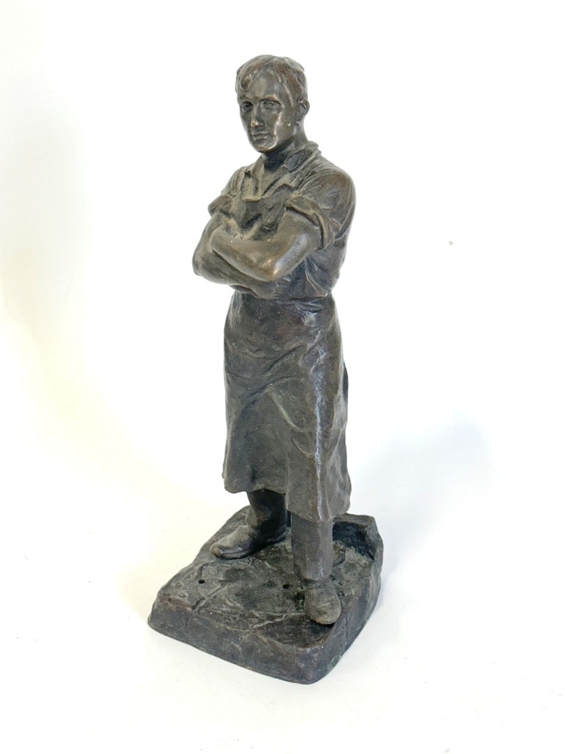 Carl Brose; German Bronze Of Laborer Signed Auction