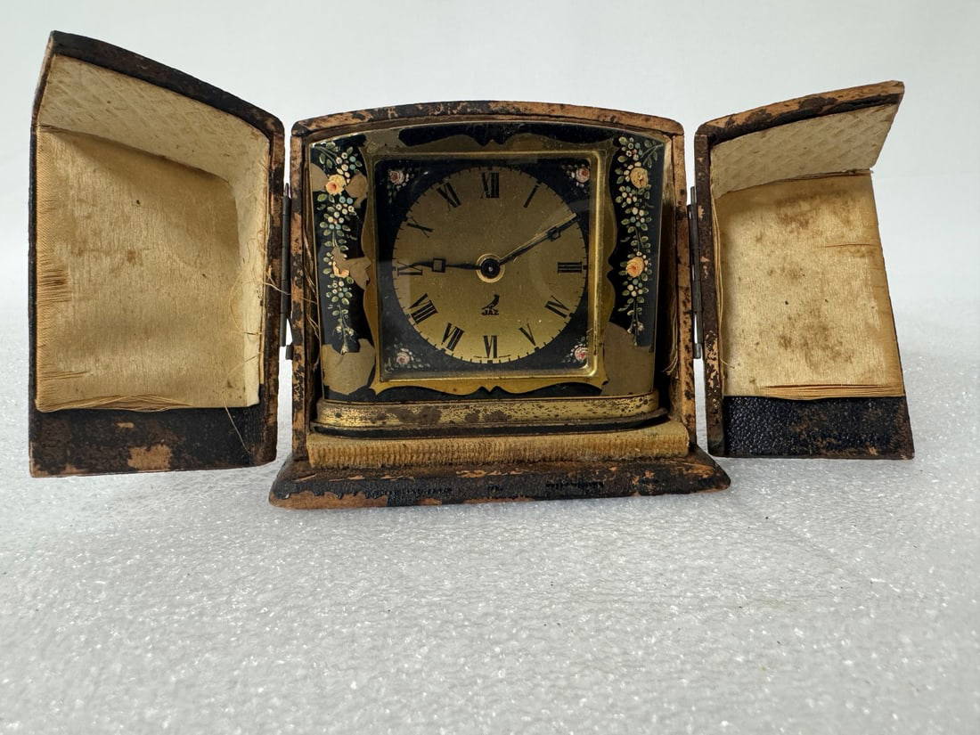 Elaborate Enameled Jaz Clock In Case Auction