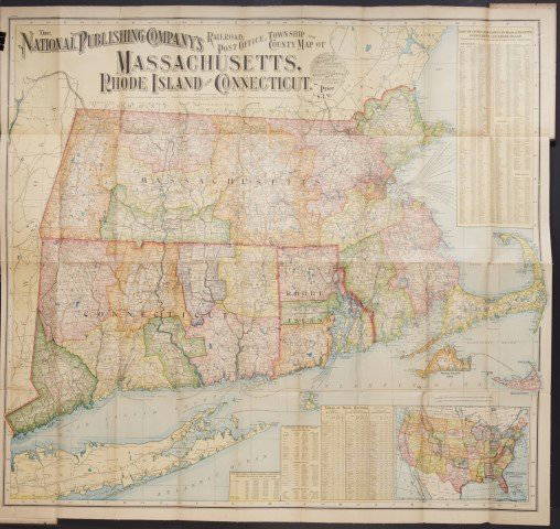Map Of Ma, Ri & Ct. C. 1902