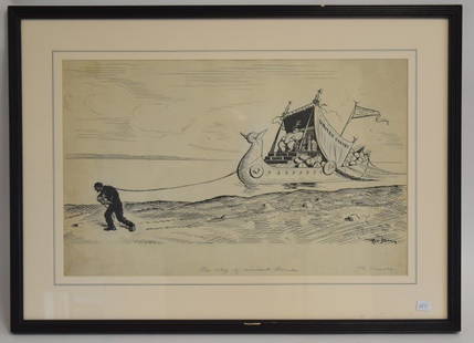 Art Young. Political Drawing. Signed