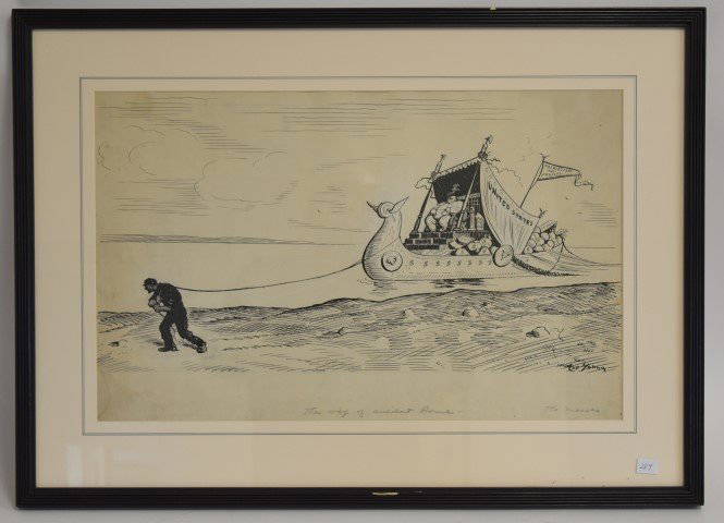 Art Young. Political Drawing. Signed