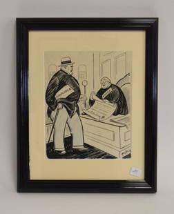Art Young. Political Drawing. Signed