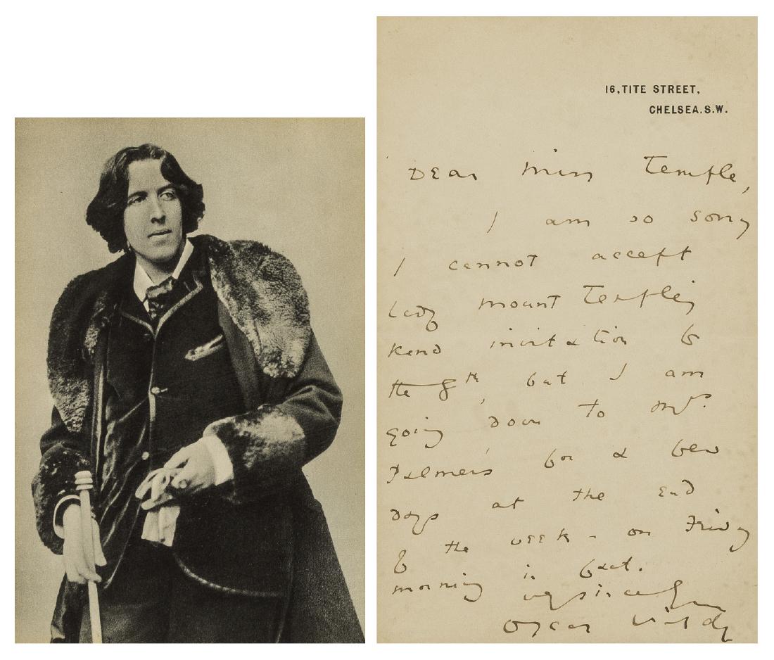 Wilde (Oscar) Autograph Letter signed, with