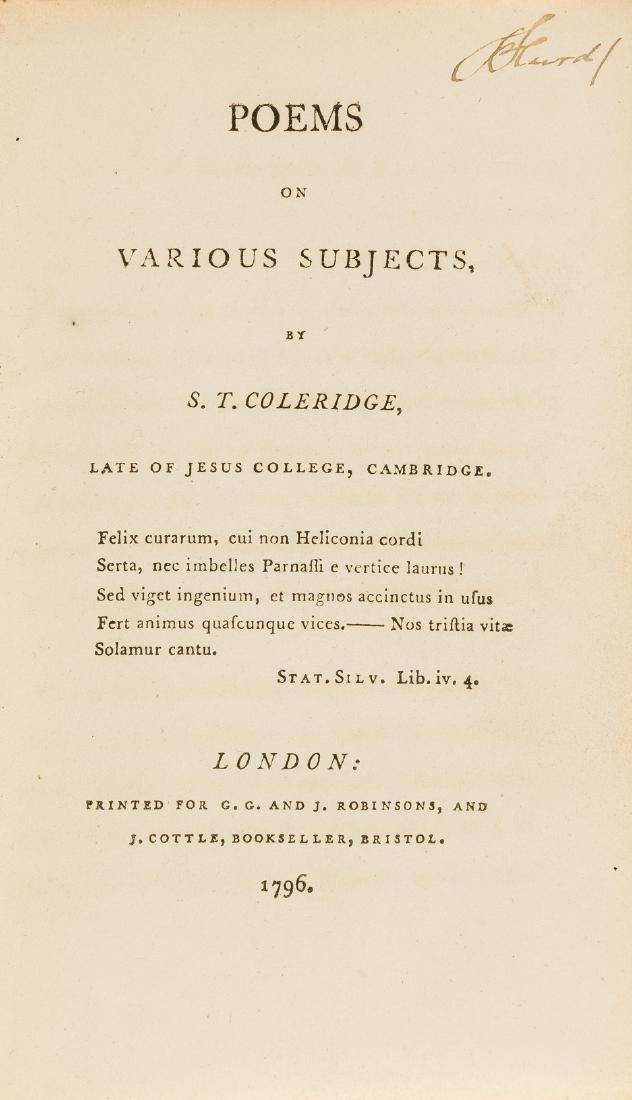 Coleridge (Samuel Taylor) Poems on various subjects,
