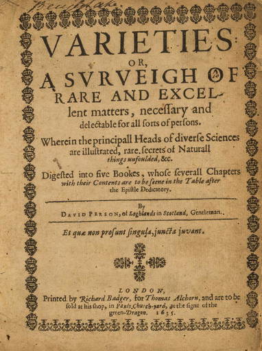 Person (david) Varieties, Or A Surveigh Of Rare And