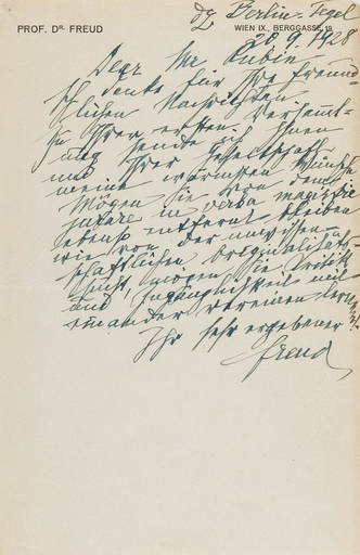 Freud (Sigmund) Autograph Letter signed in German, to - Jan 22, 2020 ...