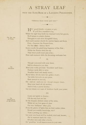 Broadside Poem. H. (f.k.) A Stray Leaf From The