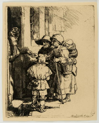 Rembrandt Van Rijn (1606 1669) Beggars Receiving Alms At The Door Of A ... Rembrandt Van Rijn (1606 1669) Beggars Receiving Alms At The Door Of A ...