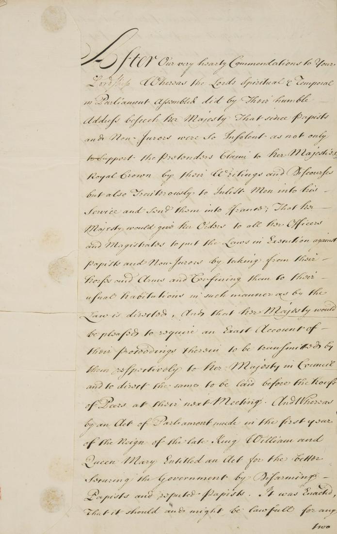 Anti Jacobite. Anne (queen). Address To George Earl Of Northampton ...