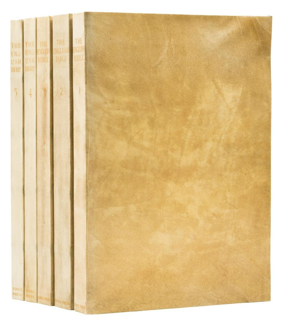 Doves Press.- English Bible (the), 5 Vol., [one Of 500 Copies On Paper ...