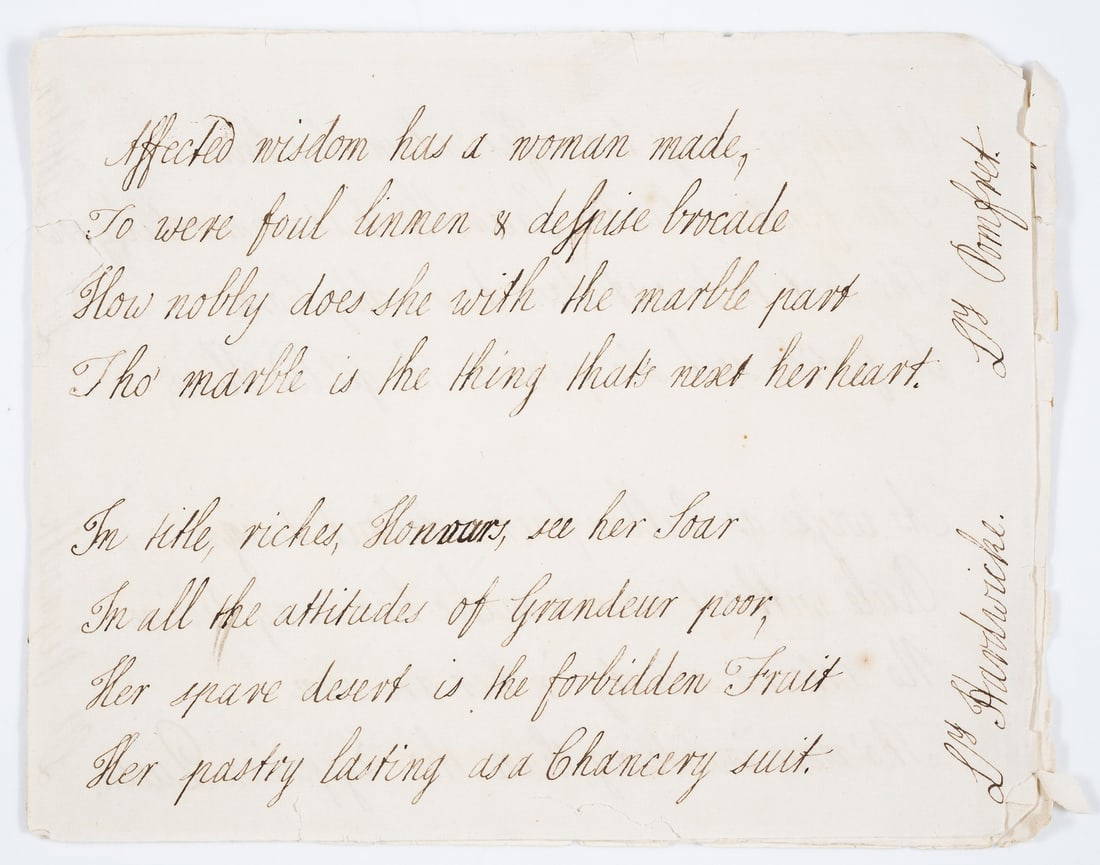 Manuscript Verse, Beginning "affected Wisdom Has A Woman Made ...