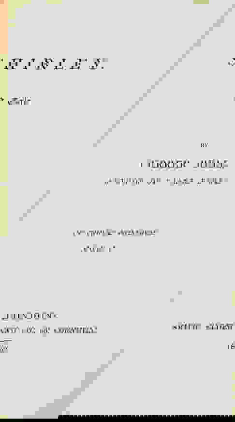 [brontë (charlotte)], "currer Bell". Shirley. A Tale, 3 Vol., First ...