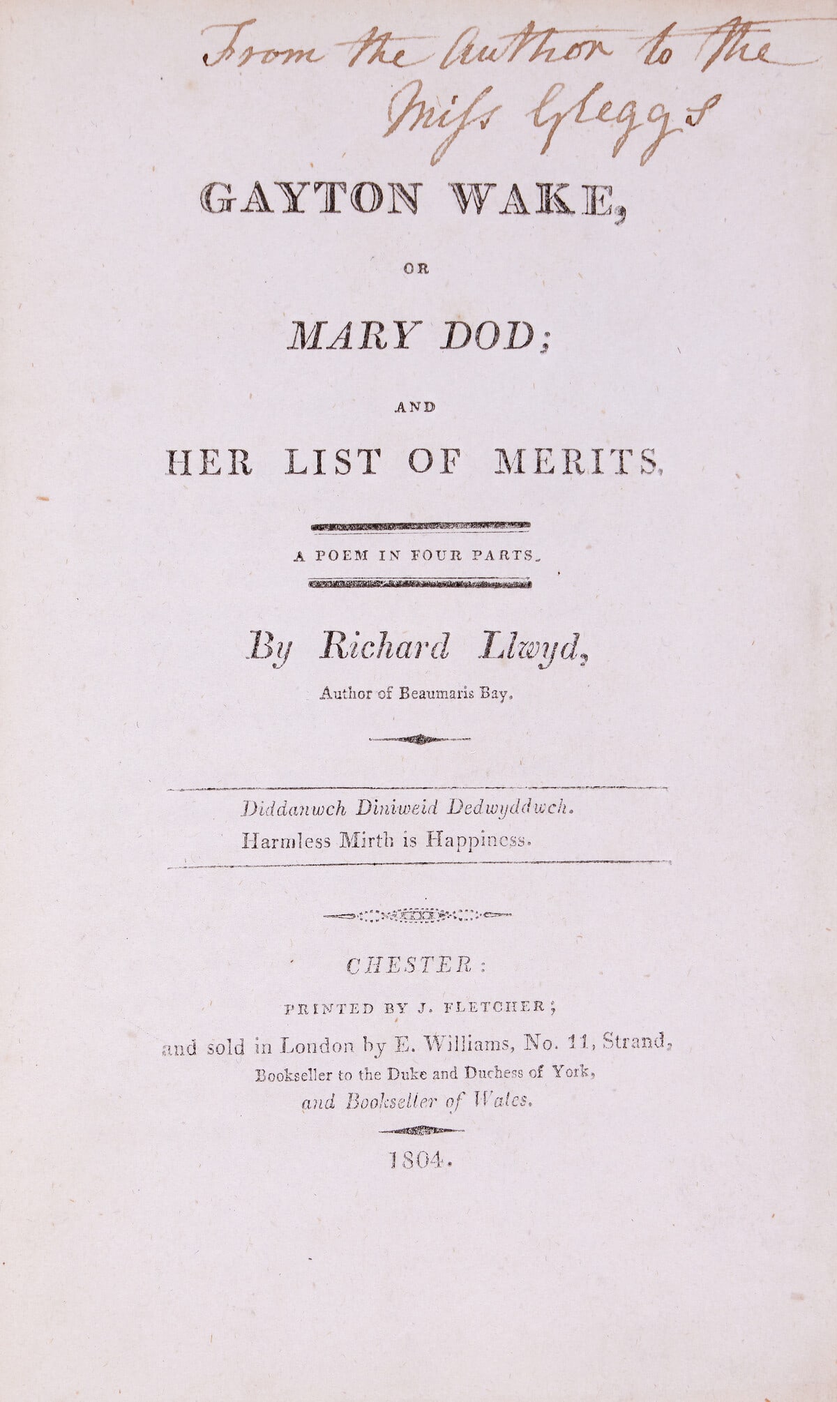 Llwyd (richard) Gayton Wake, Or Mary Dod; And Her List Of Merits. A ...