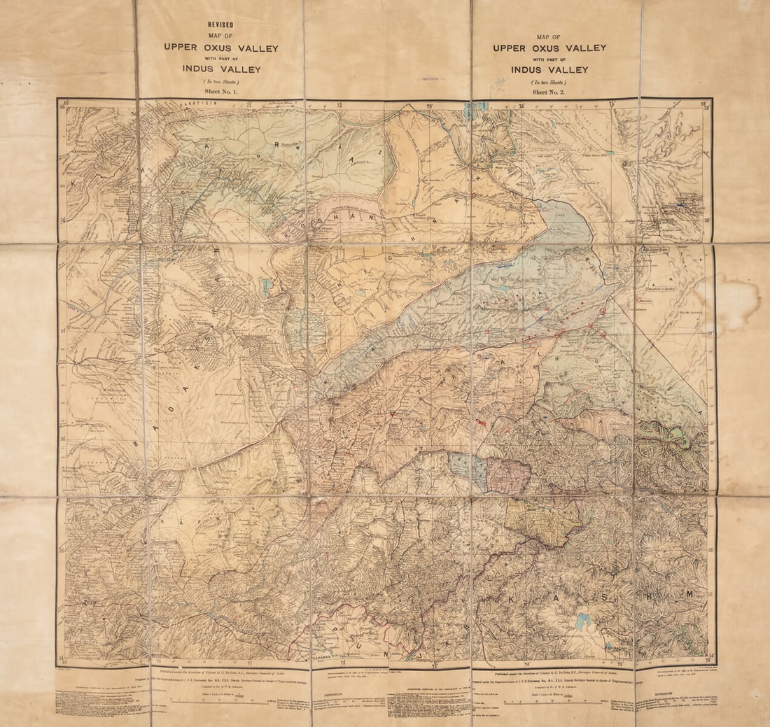 India.- Survey Of India Offices Revised Map Of The Upper Oxus Valley ...