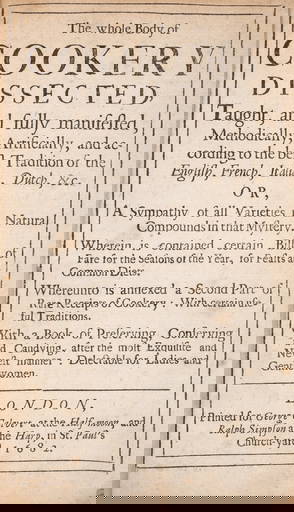 Cornish Cook. [rabisha (william)] The Whole Body Of Cookery Dissected ...