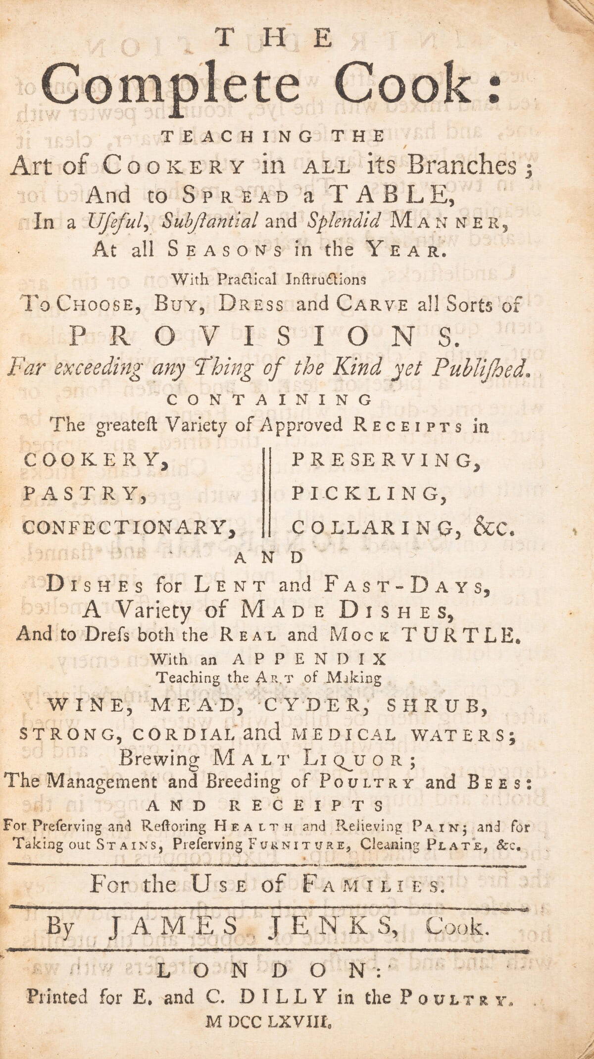 Jenks (james) The Complete Cook: Teaching The Art Of Cookery In All Its ...