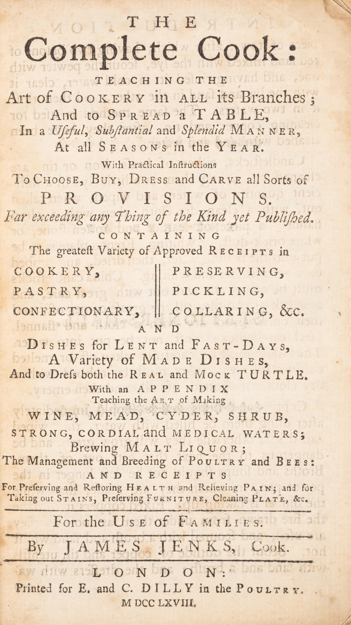 Jenks (james) The Complete Cook: Teaching The Art Of Cookery In All Its ...