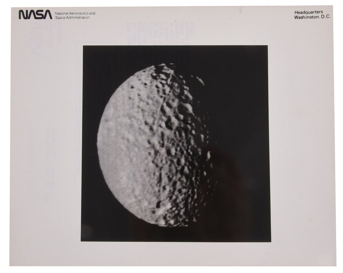 Space Exploration.- Nasa. A Pair Of Photographs Of Saturn's Moons, Rhea ...