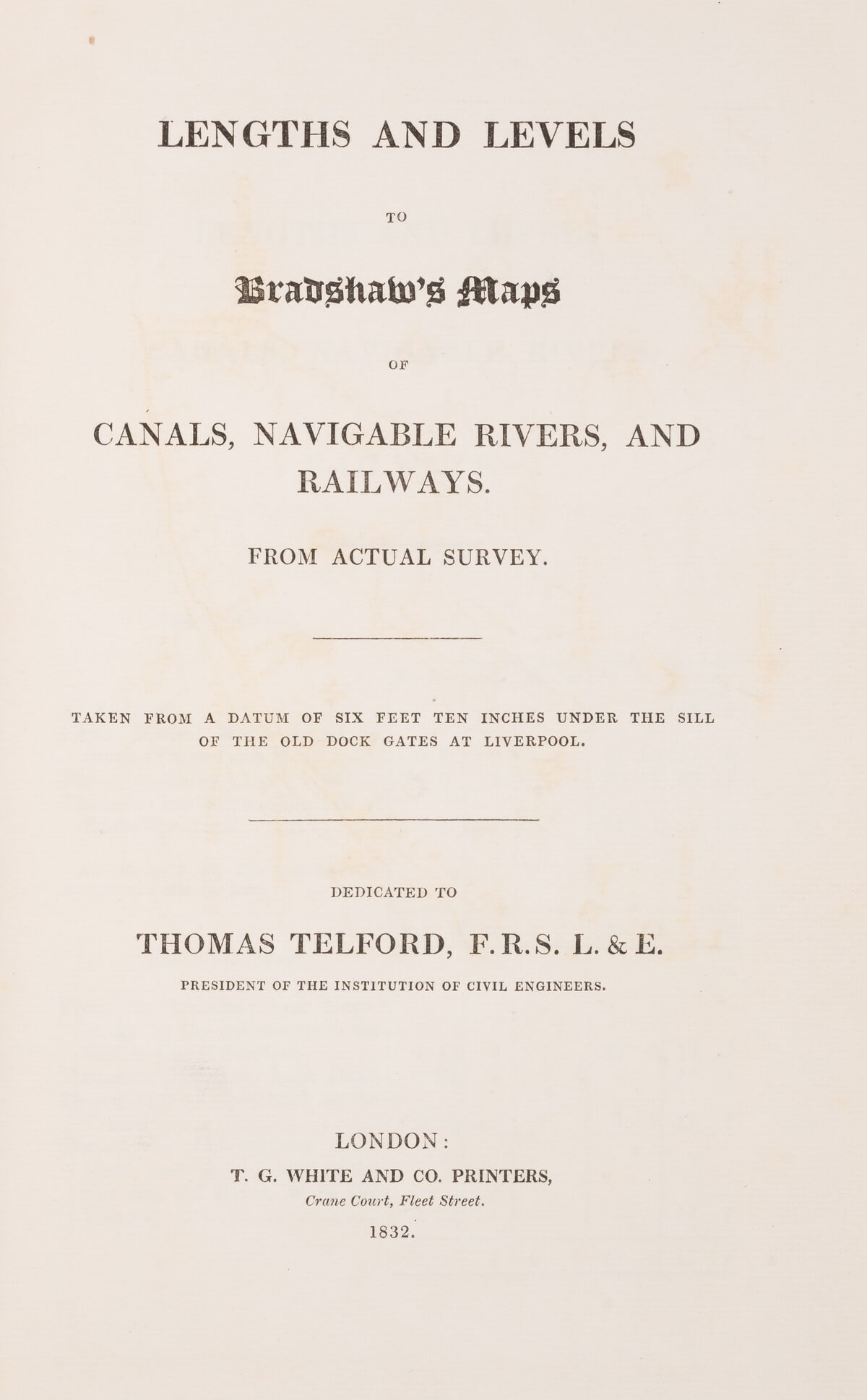 Early Railways.- [bradshaw (george)] Lengths And Levels To Bradshaw's ...