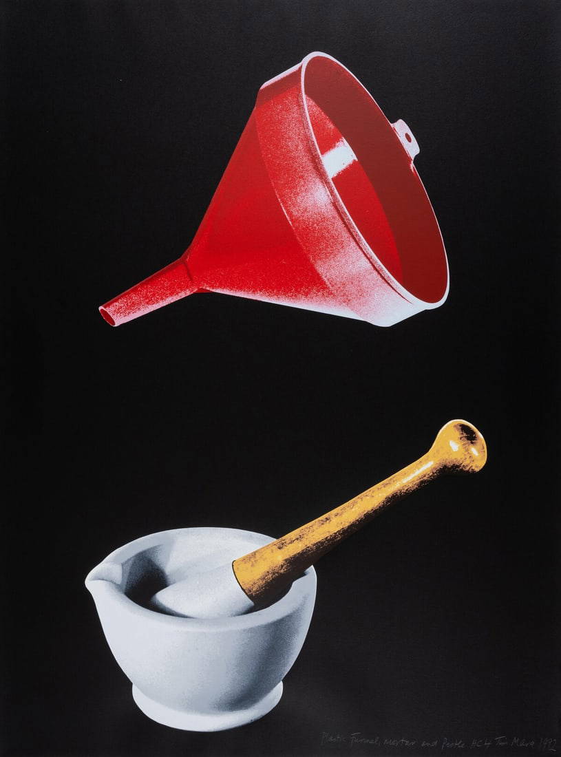 Tim Mara (1948-1997) Plastic Funnel, Mortar And Pestle, From Six ...