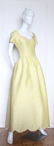 Chez Ninon Haute Couture Yellow Evening Gown, 1960's