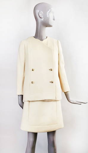 Michael Dayan Beige Wool Dress & Jacket, Ca. 1960s