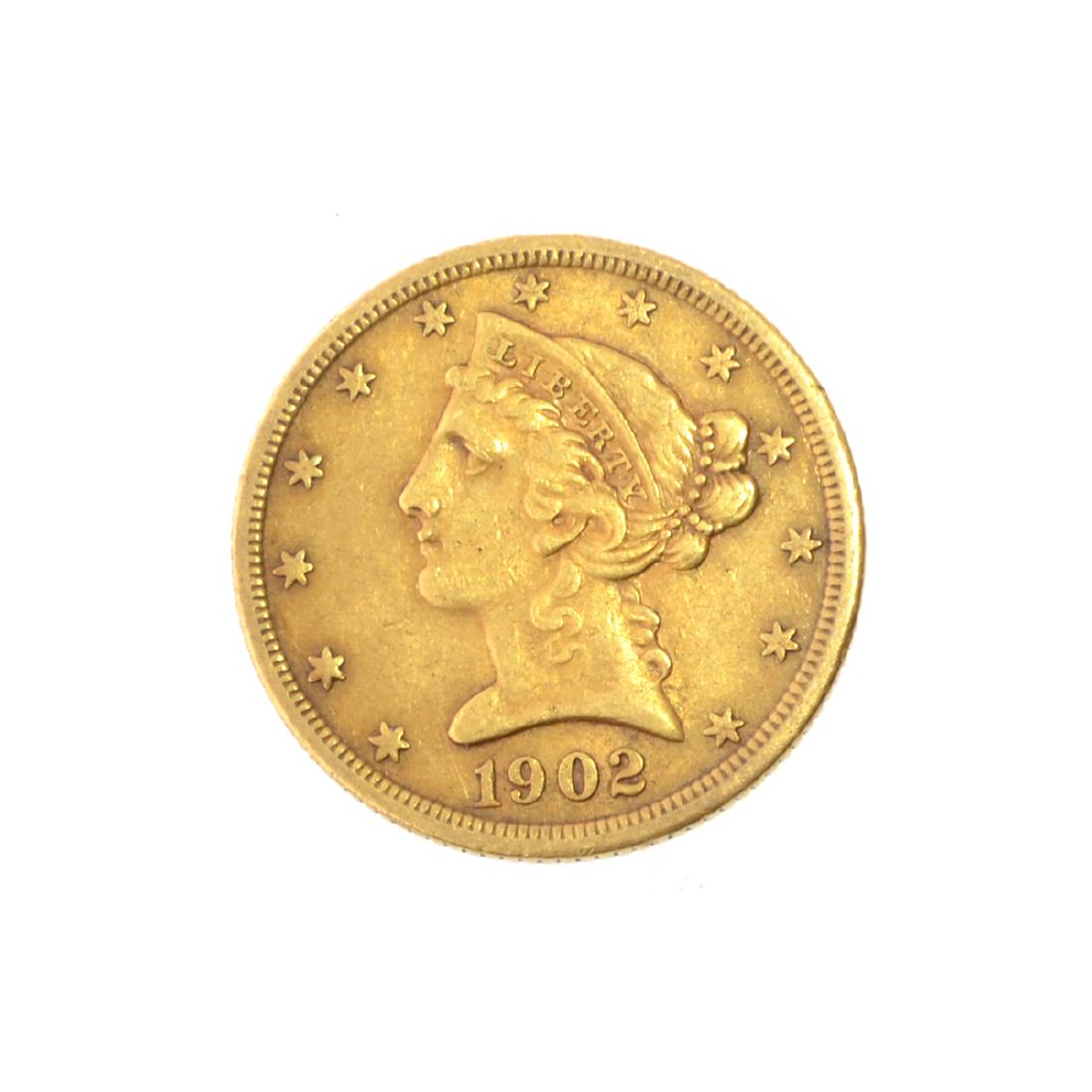 *1902 $5 U.S. Liberty Head Gold Coin (JG-N)