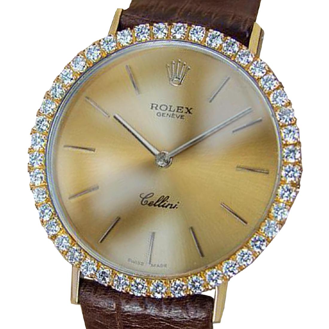 *Rolex Geneve Cellini 18K Solid Gold 1980s Diamond