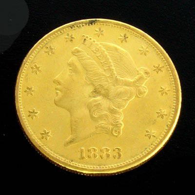 1883 S $20 Us Double Eagle Gold Coin, Collect!