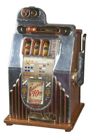 Rare Antique 5â¢ Buckley Criss Cross Slot Machine P
