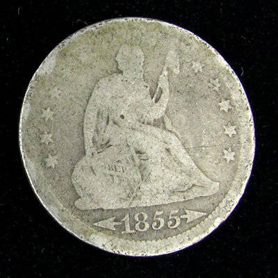 1855 Seated Liberty Quarter Dollar Coin Investment