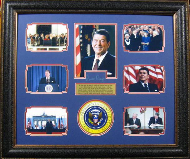 *rare Ronald Reagan Tear Down This Wall Speech Museum Framed Collage ...