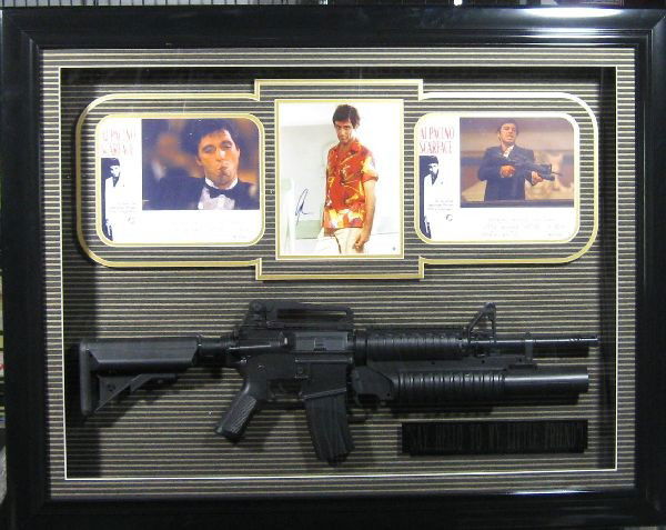 Scarface Shadowbox w/Replica Gun - Authentic Signatures