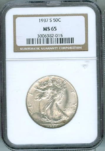 1937 S Walking Liberty 1/2 Dollar Ngc Ms65 Coin