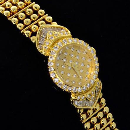 App: 35k 18kt Gold, 2ct Diamond Lalanne Quartz Watch